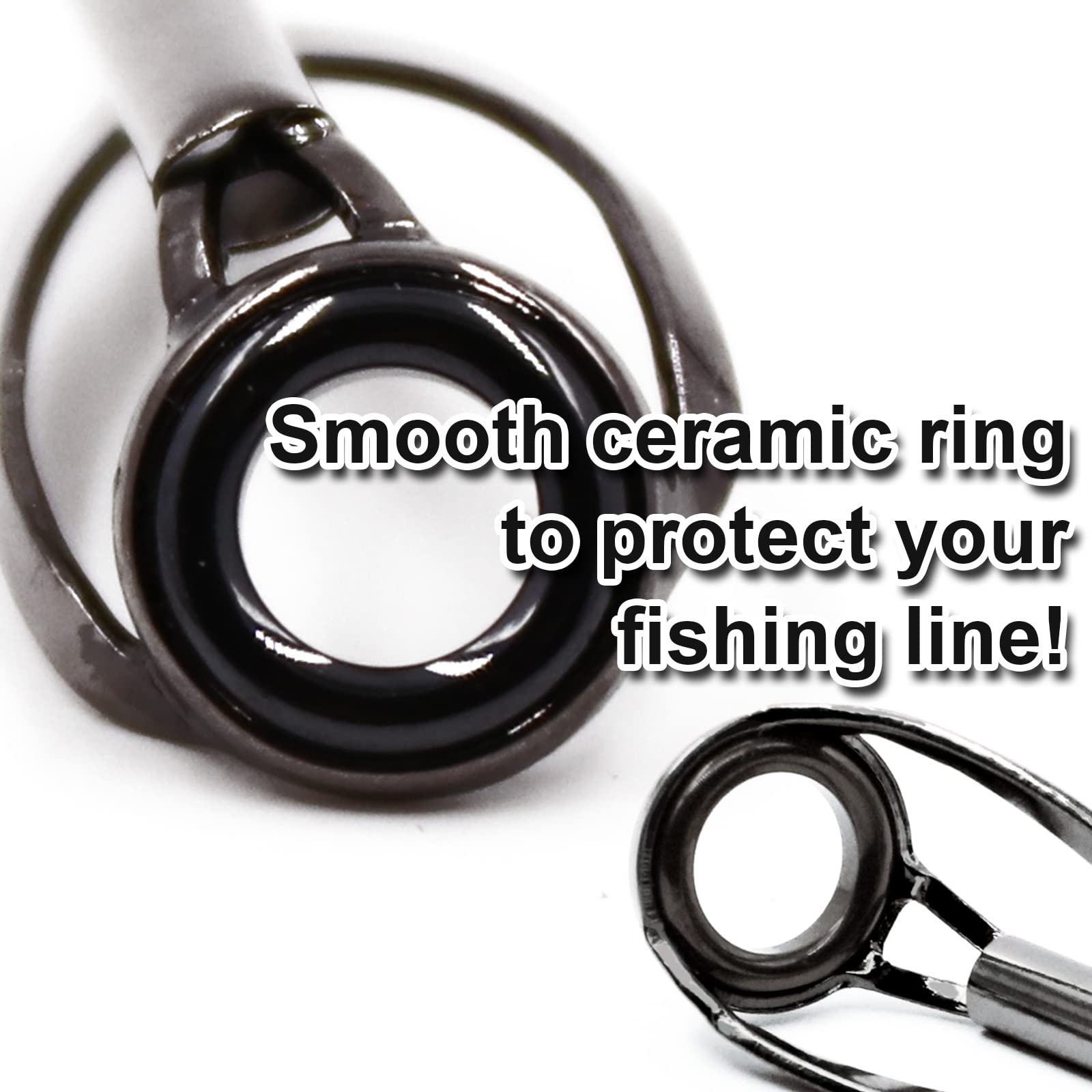 9KM DWLIFE Fishing Rod Tip Guide Repair Kit Pole Replacement Stainless Steel Ceramic Ring Saltwater Freshwater Mixed Size in a Box(40pcs)
