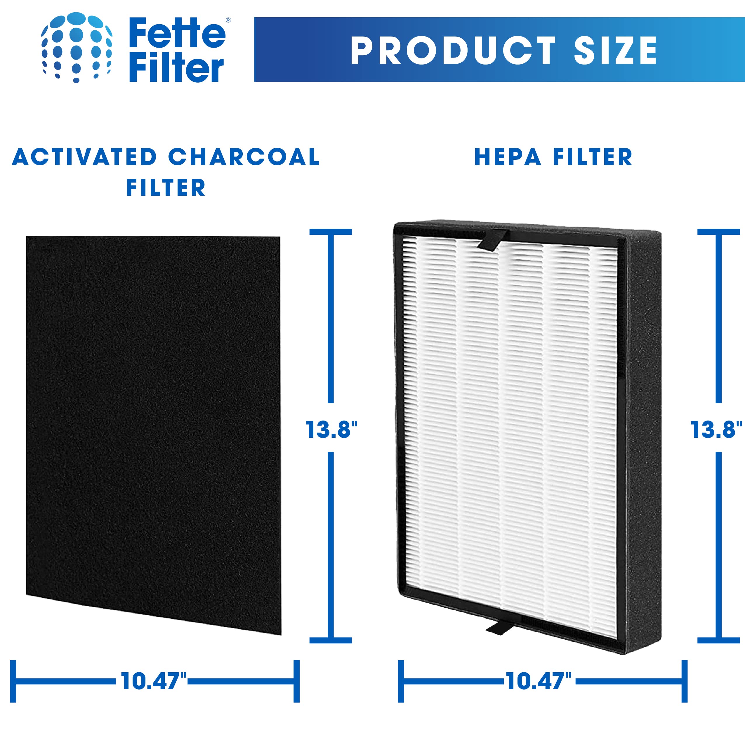 Fette Filter -45i True HEPA Replacement Filter, Compatible with Alen BreatheSmart Flex 45i Air Purifier Only, 3 Pre-Filter Replacements, Compare to Part # B4-Fresh & FL40-Silver-Carbon - Pack of 1+3