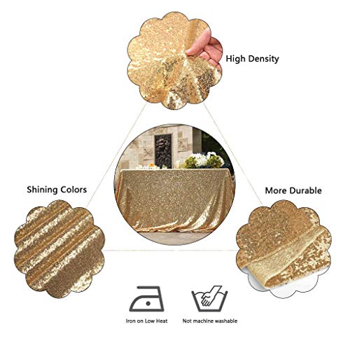 Juya Delight 60" x 102" Light Gold Sequin Tablecloth Rectangle Sparkle Table Cover for Wedding Birthday Party Festival Ceremony Cake Dessert Table