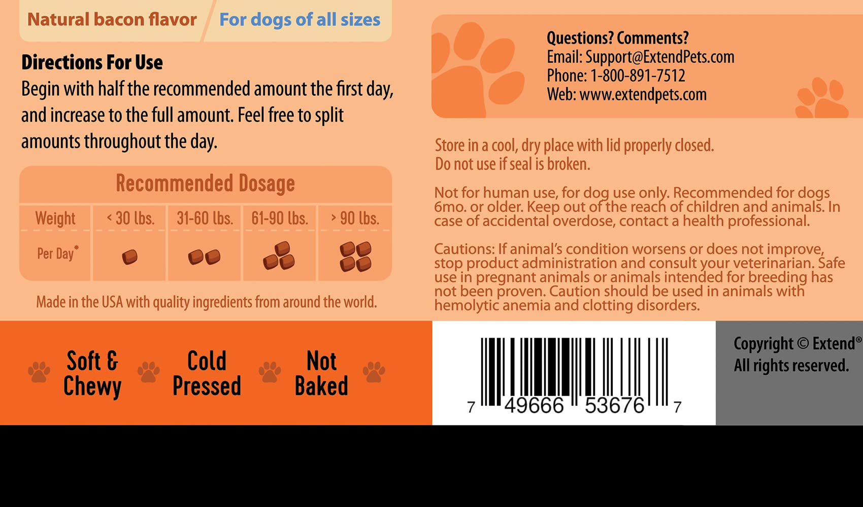 Extend® Probiotics for Dogs - Digestive Health, Immune, Allergy & Skin Support - Reduce Gastric Distress, Bloating, Constipation, Diarrhea - Natural, Clinically-Proven, Made in USA