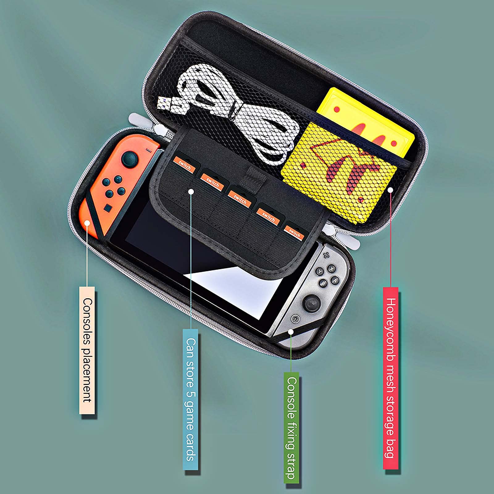 Carry Case Compatible with Nintendo Switch Girls Protective Hard Portable Travel Carry Case for Nintendo Switch Console and Accessories(Pink-Blue)