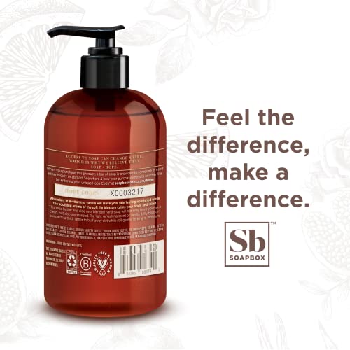 Soapbox Liquid Hand Soap, Vanilla & Lily Blossom - Gentle, Moisturizing Hand Cleanser, Vegan, Cruelty Free Hand Soap for Bathroom and Kitchen, 12oz Pump Bottles (Pack of 3)