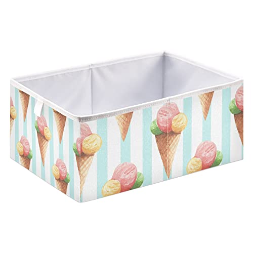 Icecreams Storage Basket Storage Bin Rectangular Collapsible Nursery Baskets Toy Storage Box Organizer for Living Room Bedroom