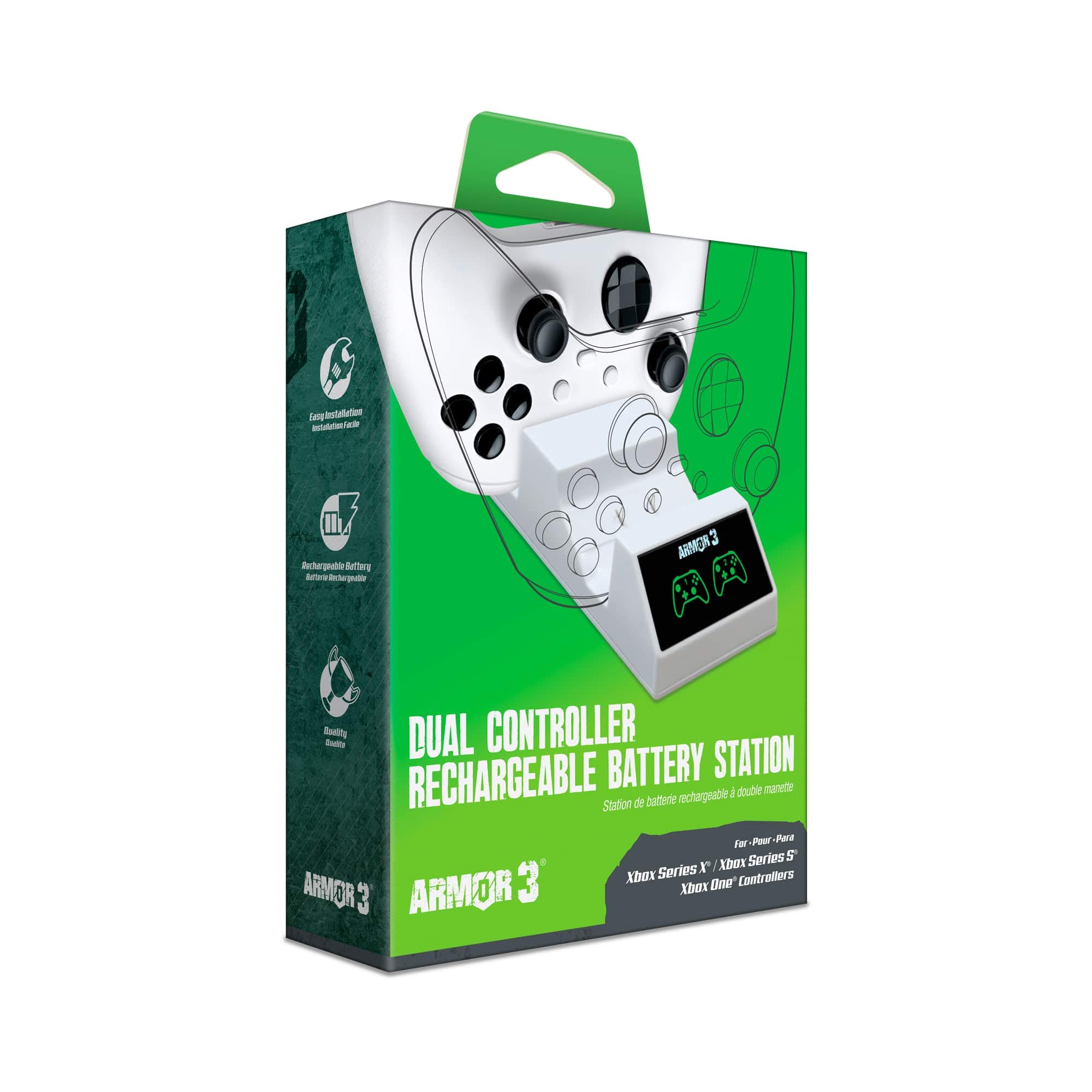 Hyperkin Armor3 Dual Controller Rechargeable Battery Station for Xbox Series X/Xbox One(White) - Xbox Series X