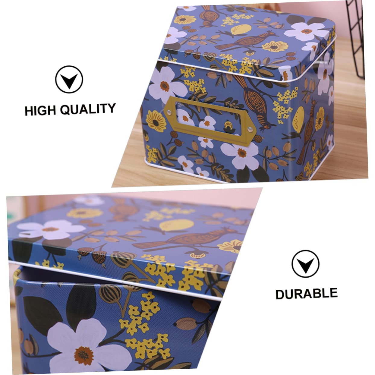 BESPORTBLE 3 Pcs Label Finishing Box Storage Bin with Lid Storage Bins with Lid Candy Tins Empty Tea Tin Canister Labels for Jars Storage Container for Sundries Tinplate Organizer
