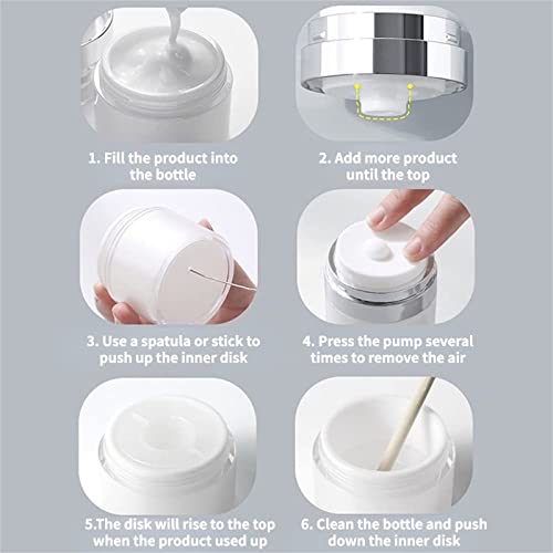 Airless Pump Bottles,Cream Jar Vacuum Bottle,Empty Makeup Travel Jars Push Down Pump Dispenser, Vacuum Refillable Cosmetic Containers with Lids for Moisturizer, Lotions and Creams (30+50ml)