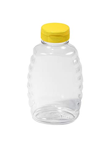 Little Giant Plastic Skep-Style Jar Honey Squeeze Bottle with Flip-top Lid (16 Ounce, 12 Pack) (Item No. SKEP16)
