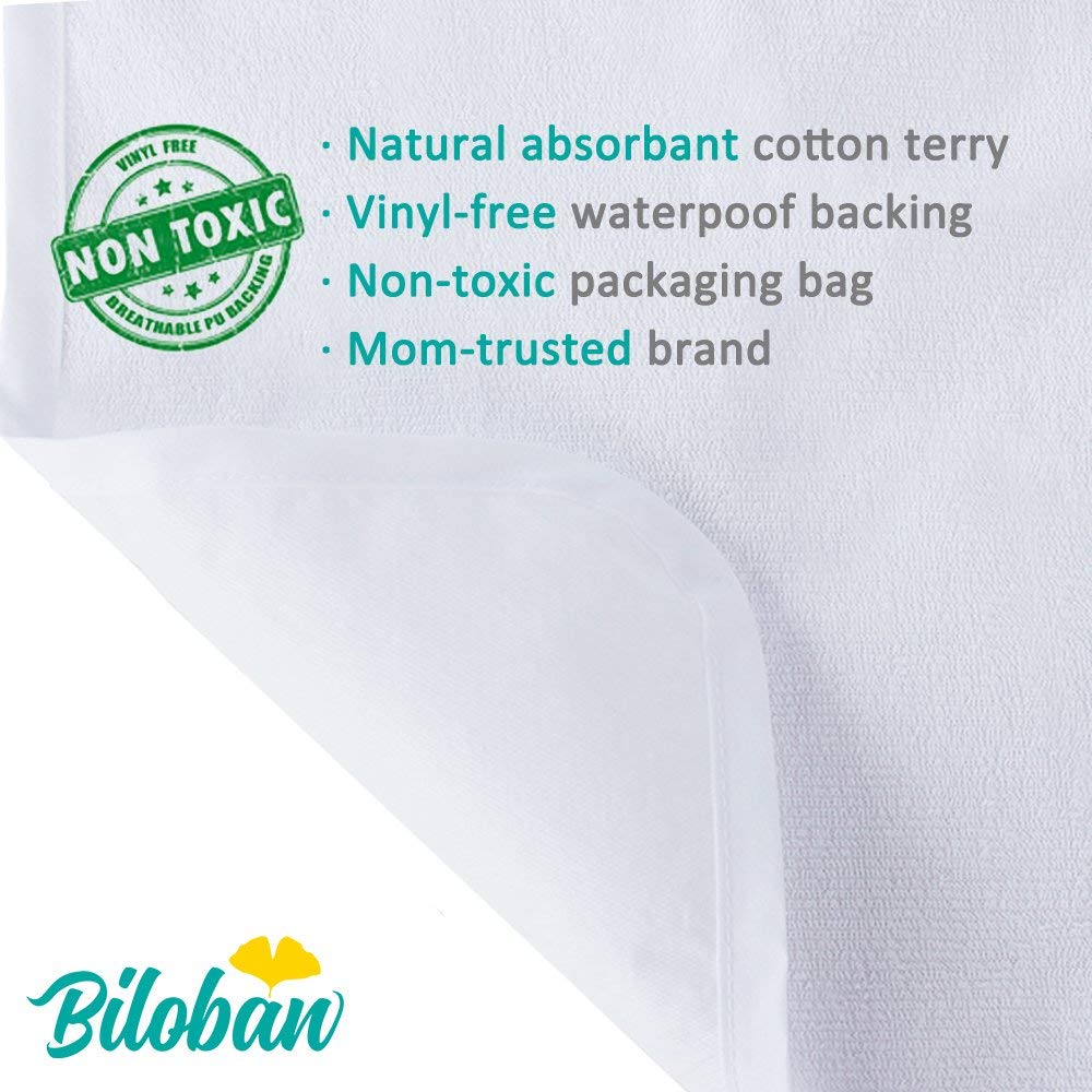 Changing Pad Liner 5 Count, Waterproof Larger Changing Pad Cover 28" X 15", Cotton Terry (Solid Improved Thickness) / Waterproof Crib Mattress Protector 27" x 38"