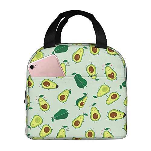 Echoserein Cute Avocado Fun Fruits Lunch Bag Insulated Lunch Box Reusable Lunchbox Waterproof Portable Lunch Tote For Women Men Girls Boys