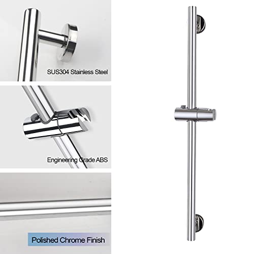BANGPU Chrome Shower Slide Bar, Bathroom Shower Slide Bar with Adjustable Handheld Shower Holder, Stainless Steel Slide Slide Bar Wall Mount