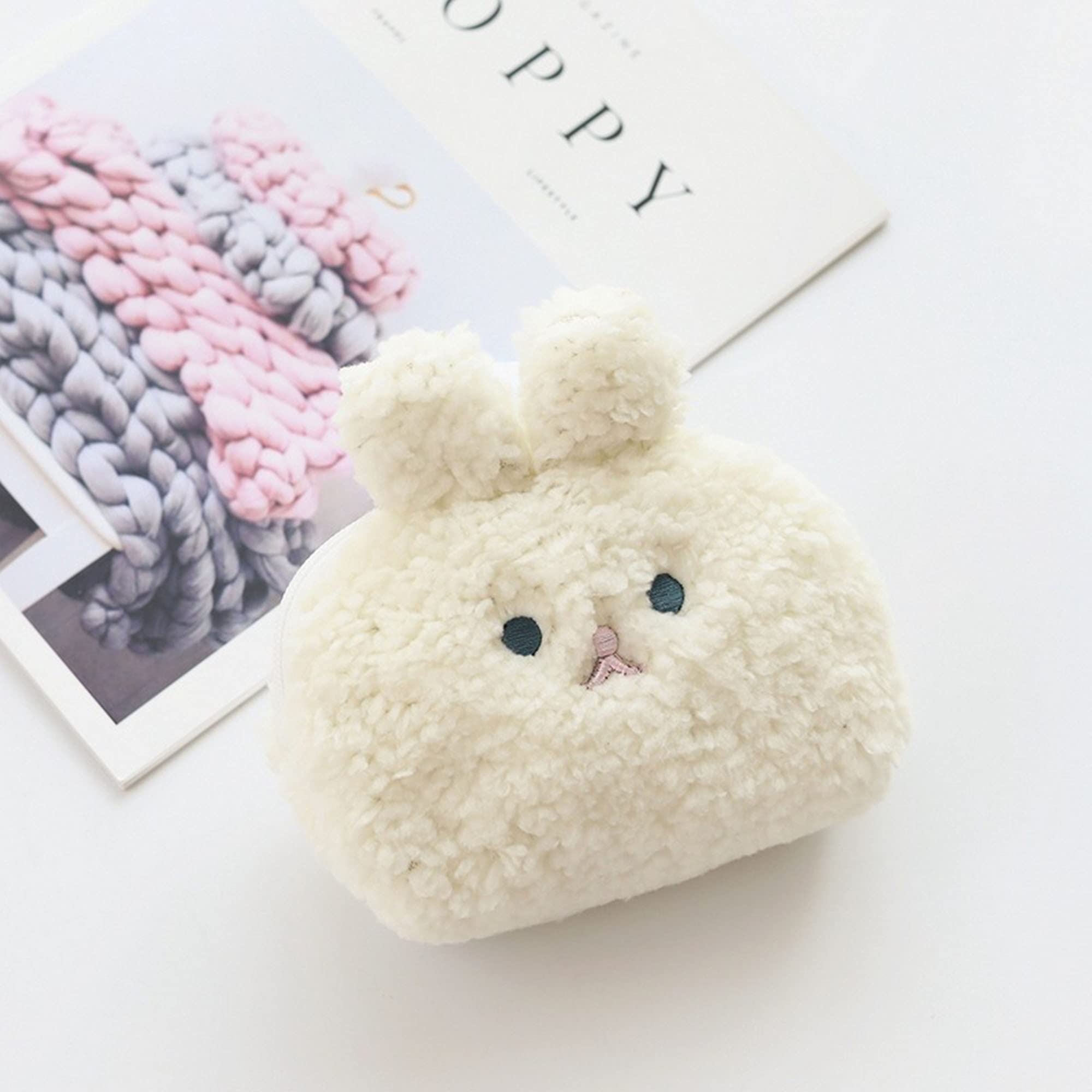 FIDA&MOON Fida&Moon Girls Cute Rabbit Coin Purse Fluffy Mini Cosmetic Wallet with Zipper
