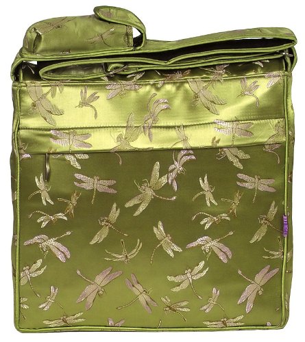 I Frogee Olive Green Dragonfly Brocade Diaper Bags 12x12x4 Messenger Bag/Laptop Shoulder Bag