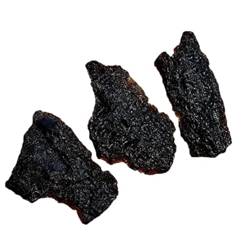 Black Tibetan Tektite Rare Meteorite Natural Crystal Gemstone unique free form Specimen from Tibet - 3pc set