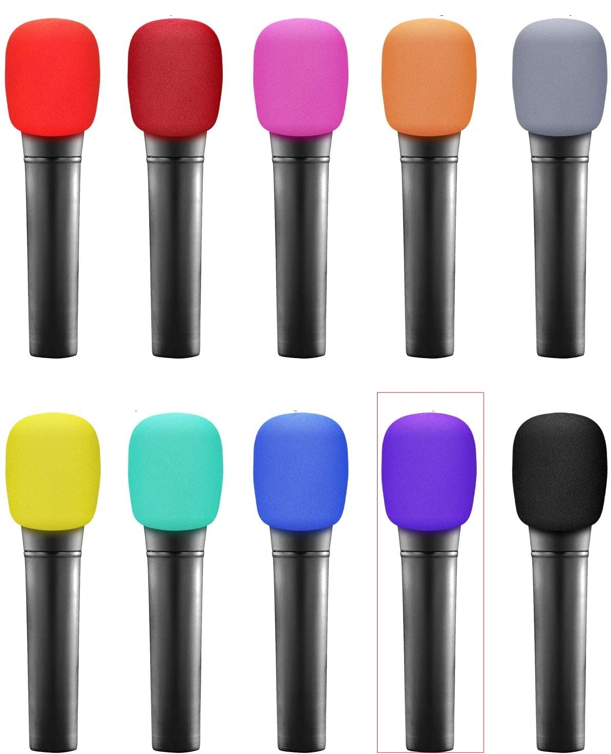 Fielect 5Pcs Microphone Cover Sponge Foam Mic Cover Handheld Microphone Windscreen Shield Protection Micro Foam Filter Purple for KTV Broadcasting