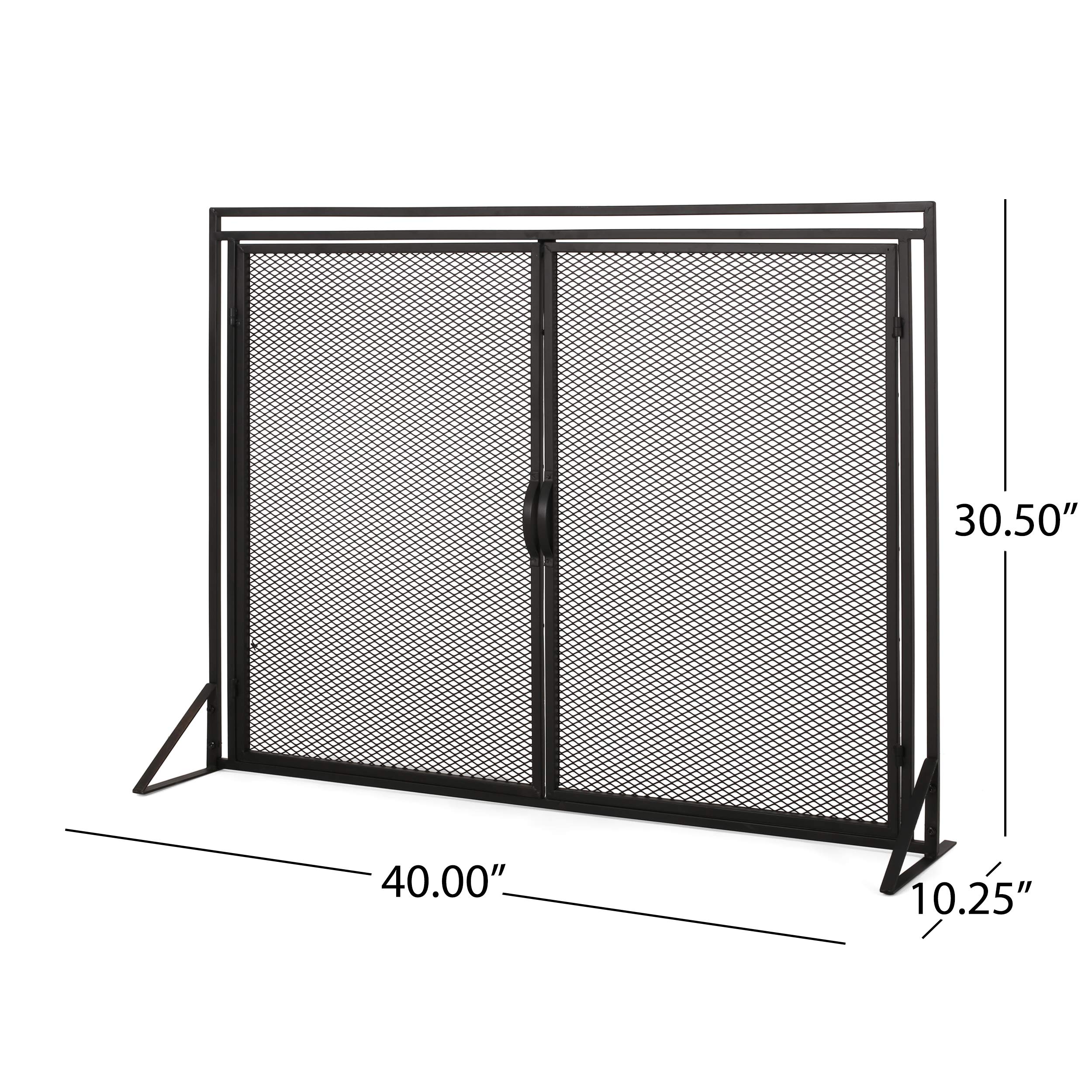 Christopher Knight Home Novia Modern Iron Fireplace Screen, Matte Black