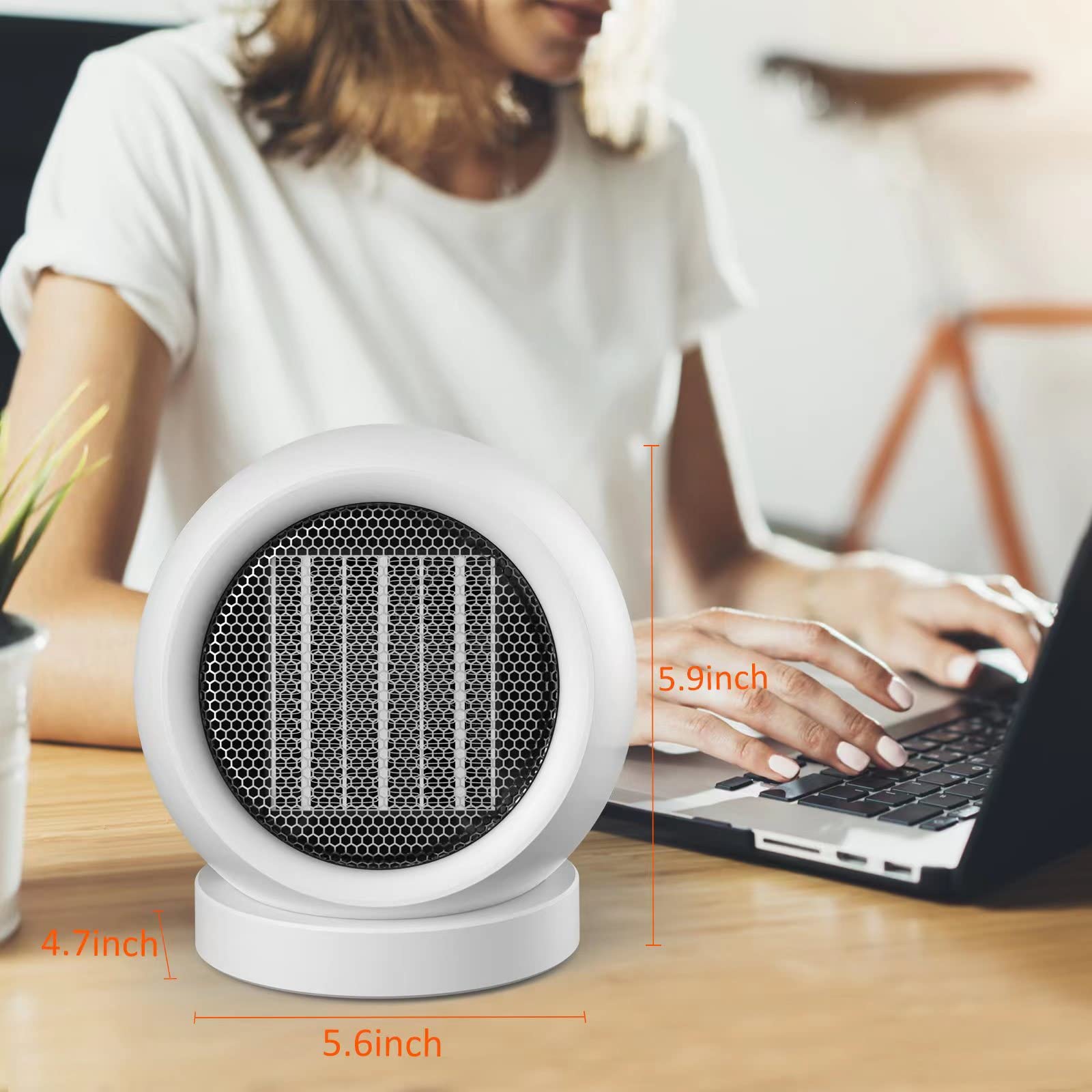 Lmkeji Desk Heater,600W Energy Efficient Desktop Heater for Indoor Use,Safe and Quiet for Bedroom Home Office Use(White)