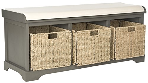Safavieh American Homes Collection Lonan Grey and White Wicker Storage Bench, 0