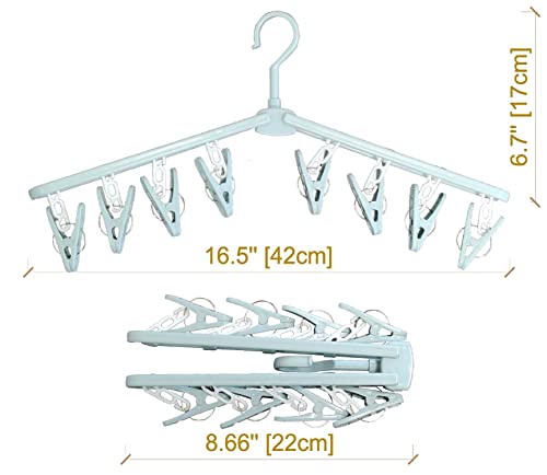 Fineget Collapsible Travel Shorts Skirt Shirt Socks Hangers with Clips Foldable Pants Clothes Plastic Suit Hangers Non Slip Closet Blue Organizer Retail Displays