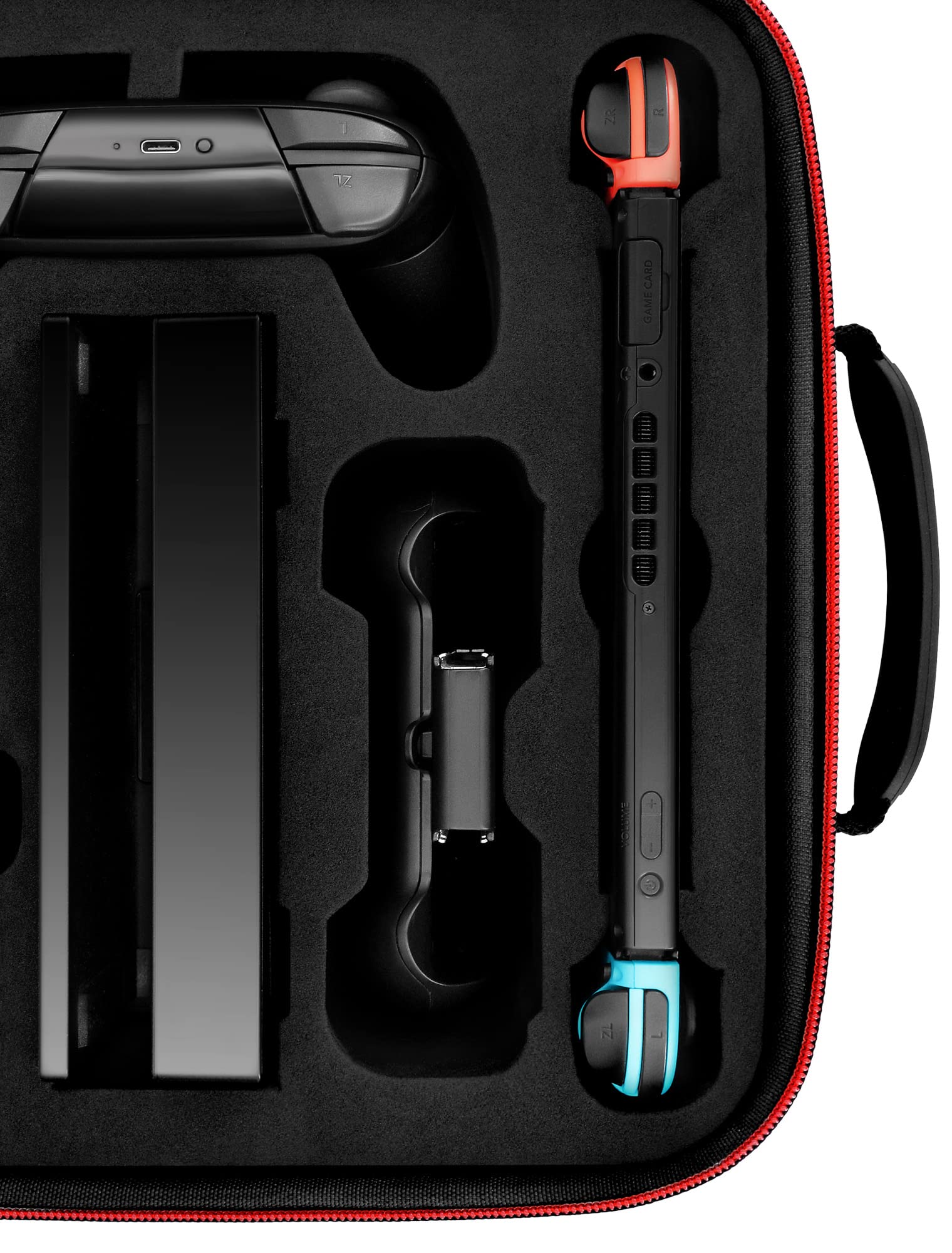 COOWPS Switch Case Compatible with Nintendo Switch and Switch OLED Model, with 21 Switch Games Card Slots, Portable Full Protection Travel Bag for Switch Console Pro Controller Accessories Green