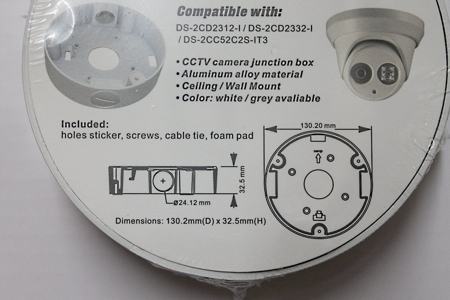 KENUCO Junction Box/Mounting Base Hik-compatible Turret Camera DS-2CD23x2 (10 Pack, White)