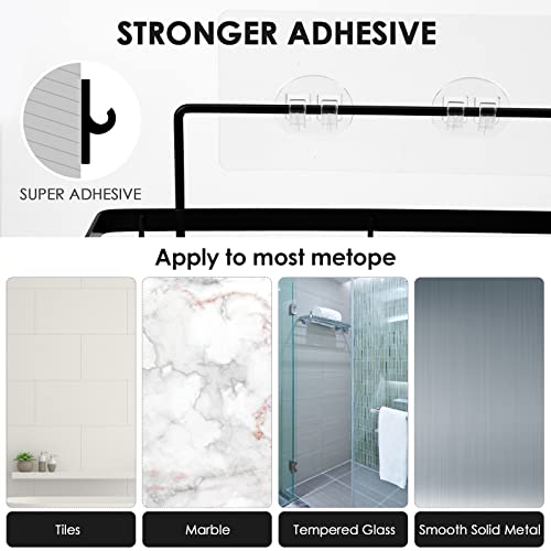 GEFTZRD 3 Pack Shower Caddy,Self Adhesive Bathroom Shelf with Soap Holder,Stainless Steel Rustproof Bathroom Shower Organizer No Drilling Shower Wall Shelves