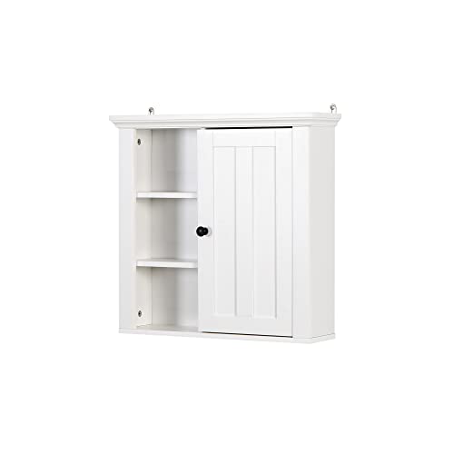 EEBUIHUI Wall Mount Bathroom Cabinet Wooden Medicine Cabinet Storage Organizer with Doors and Shelf Cottage Collection Wall Cabinet (White)