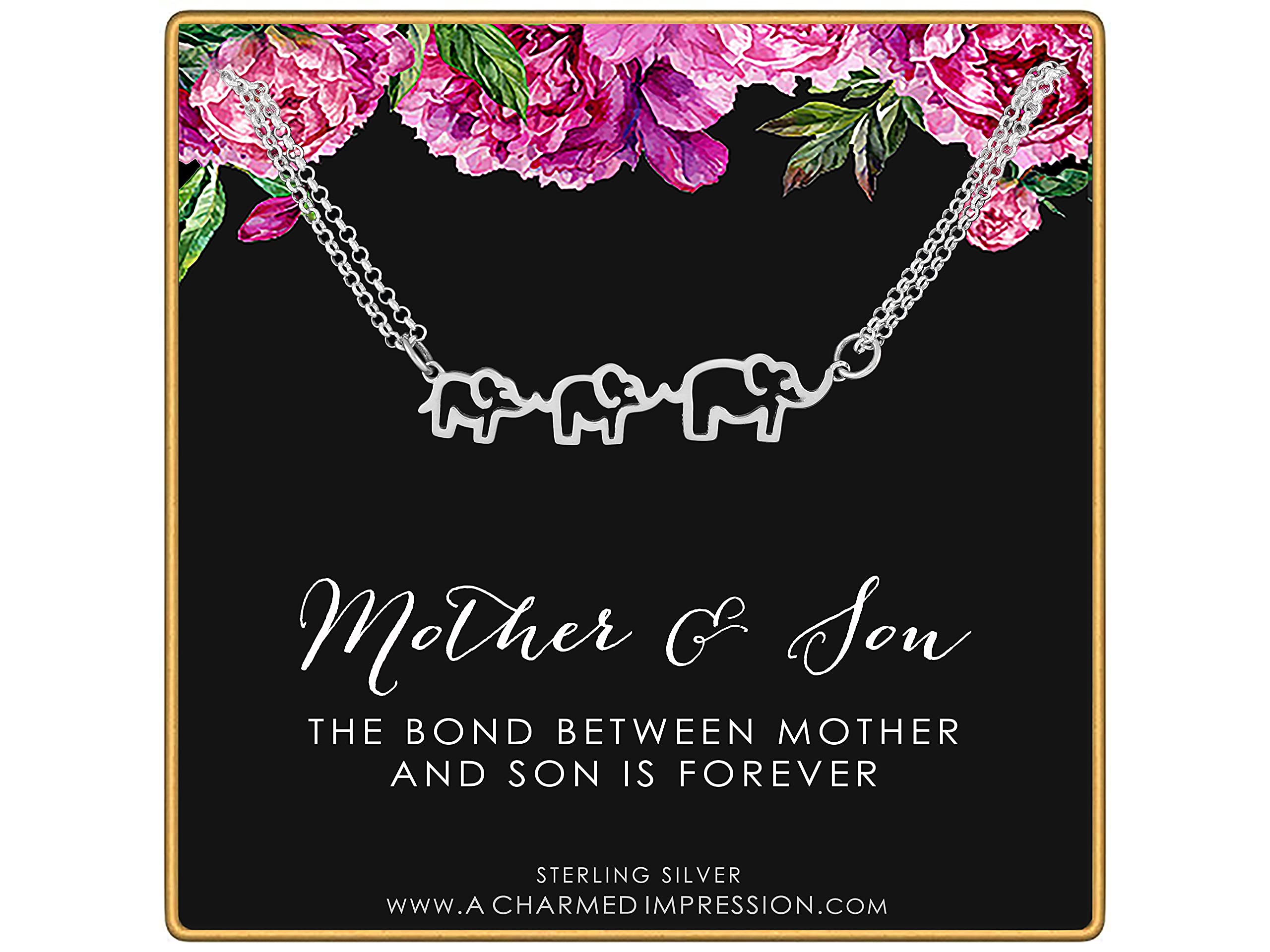 A Charmed Impression Mother and Two Sons • Sterling Silver Bracelet • Adjustable Length • 2 Boys Mom Gift • Mother & Baby Elephants Bracelet • Mama Elephant • Two Kids • 2 Children • Gifts for Women