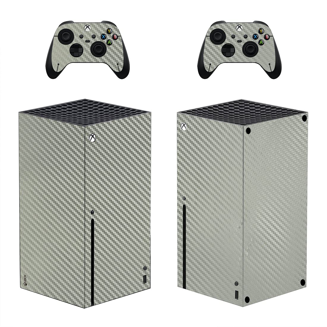 Adventure Games - Carbon Fiber, Metallic Silver - Vinyl Console Skin Decal Sticker + 2 Controller Skins Set - Compatible with Xbox SERIES X