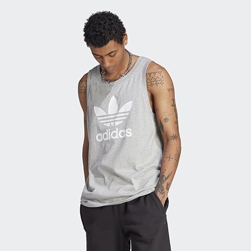 adidas Originals Men's Adicolor Classics Trefoil Tank Top, Medium Grey Heather, 3X-Large