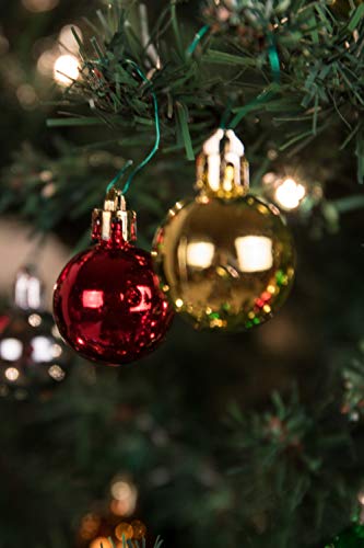 Clever Creations Shatterproof Christmas Ornaments Small 25mm Red, Green, Gold, Silver, Brown Christmas Décor | 25 Pack Set Perfect for Christmas Decorations