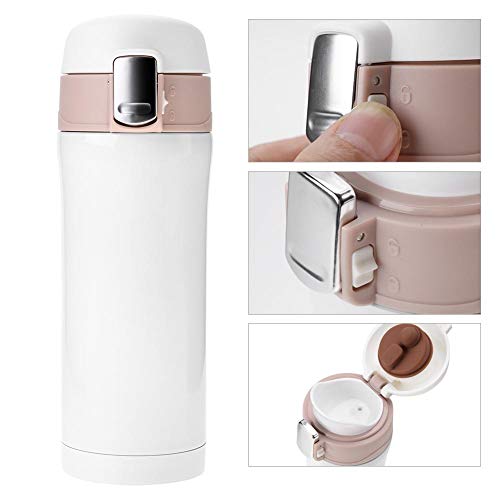Vacuum Insulated Water Bottle Stainless Steel Leak Proof Flip Cap Travel Mug Coffee Tea Cup Outdoor Sports Camping 350ml(White)