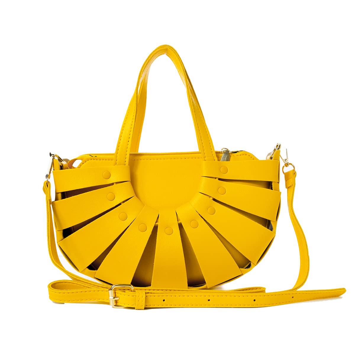 ADYAQRI Hollow semi-circular women's shoulder bag, summer soft leather woven crossbody bag, Stitching portable ladies handbag