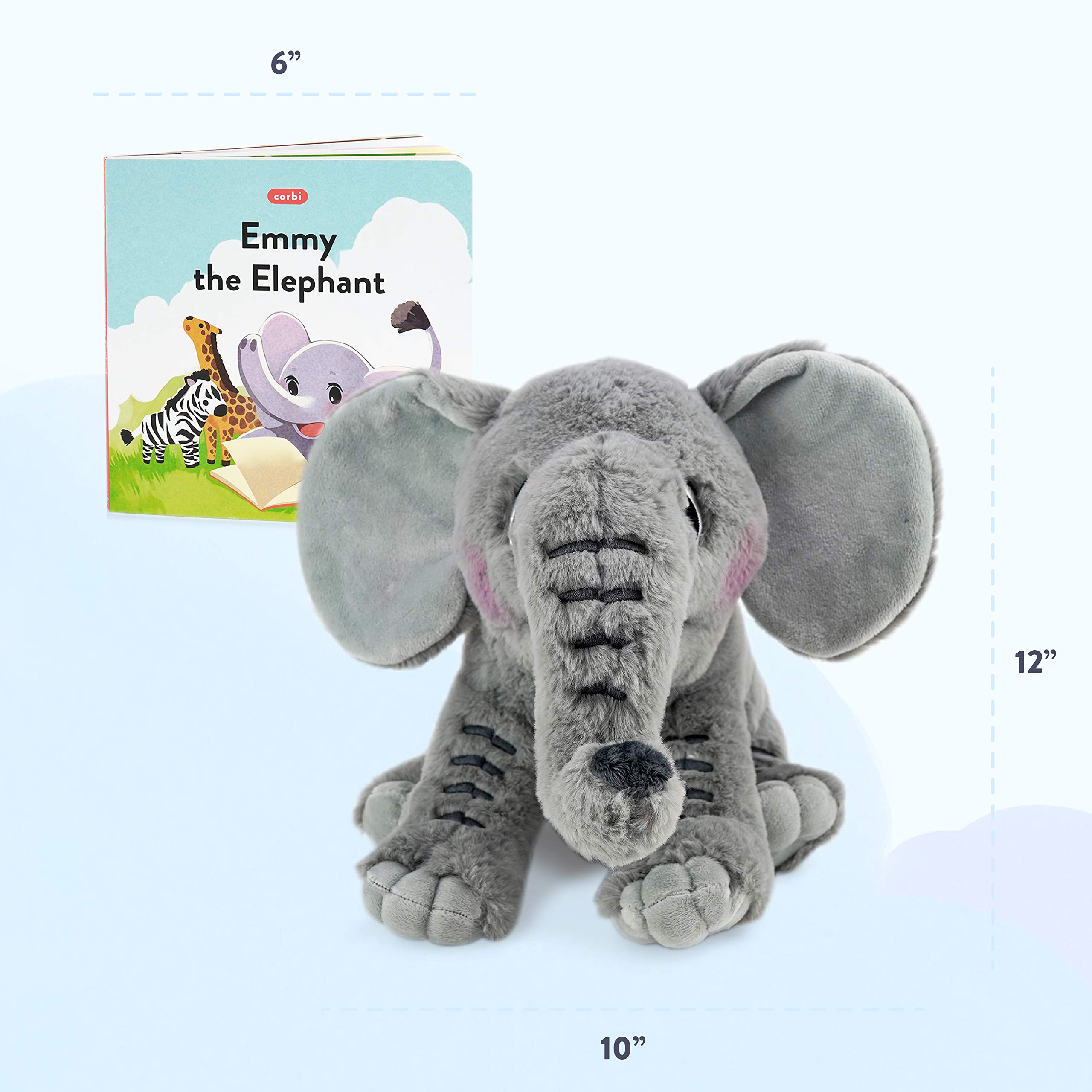 Corbi Emmy The Elephant Plush Toy Hand Puppet with Movable Mouth & Illustrated Board Book - Hand Puppets for Kids & Toddlers Ages 2+