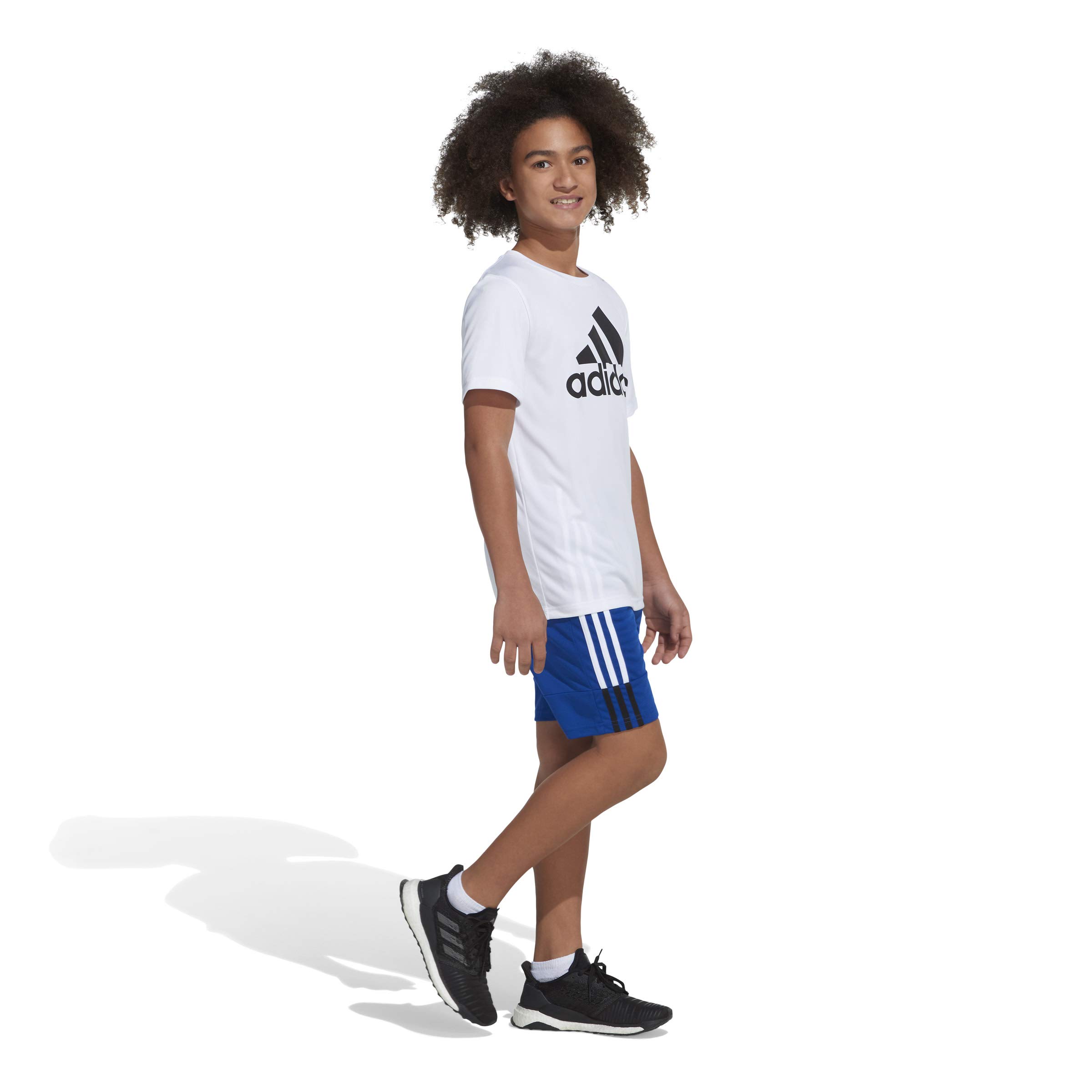 adidas Boys' Clashing 3-Stripes Shorts, Team Royal Blue, Small (8)