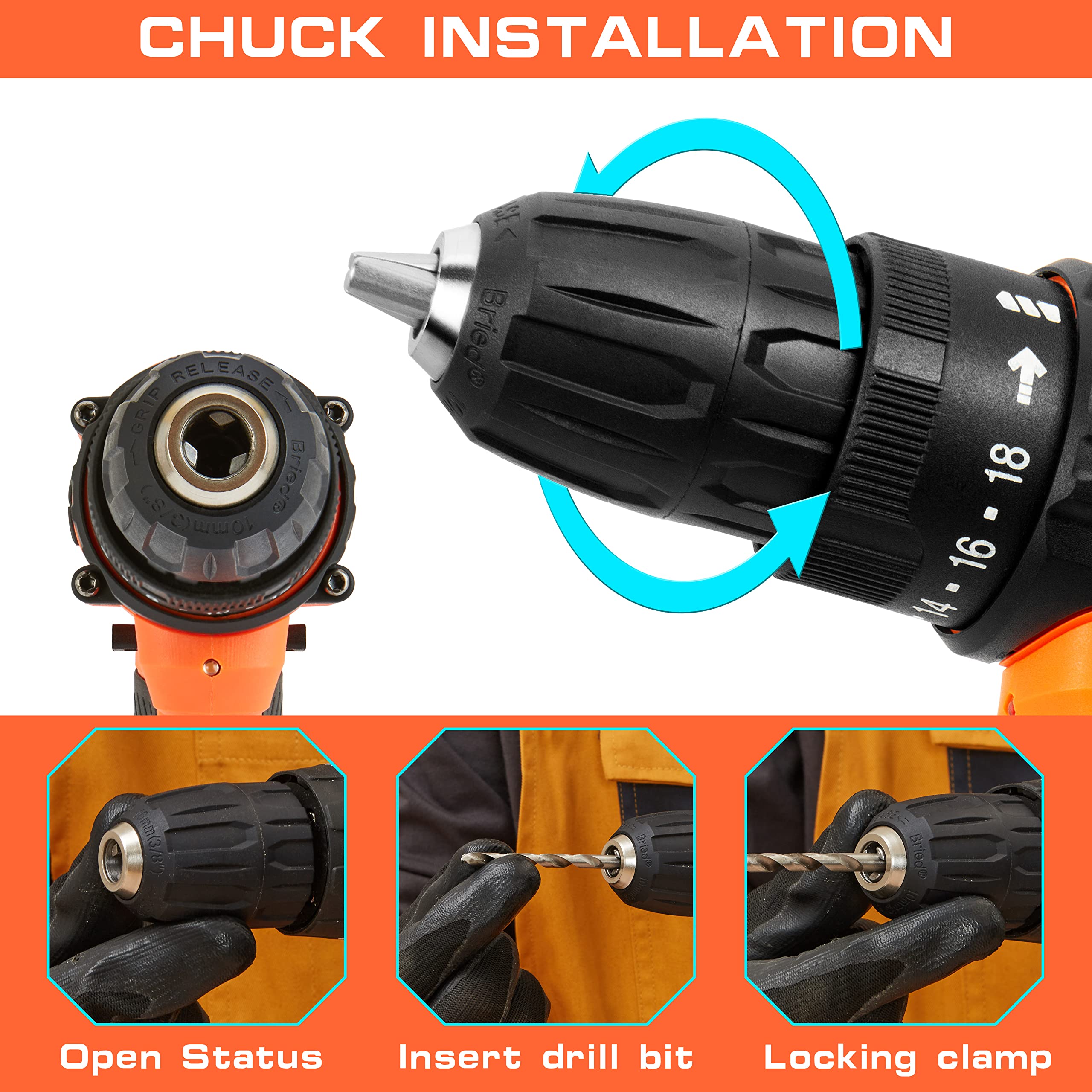 Cordless Drill Driver 12V Lithium Battery Screwdriver Home Use DIY with Led Light with Screw Bits