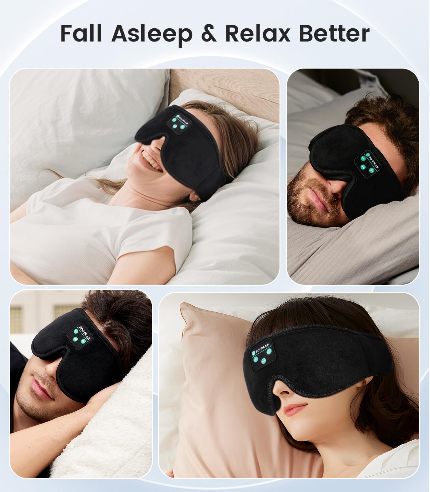 Boodlab Sleep Headphones Bluetooth Sleep Mask, 3D Sleep Eye Mask with Ultra-Thin HD Stereo Speakers Washable Adjustable for Sleeping Side Sleepers, Air Travel,Yoga,Meditation,Holiday Purple