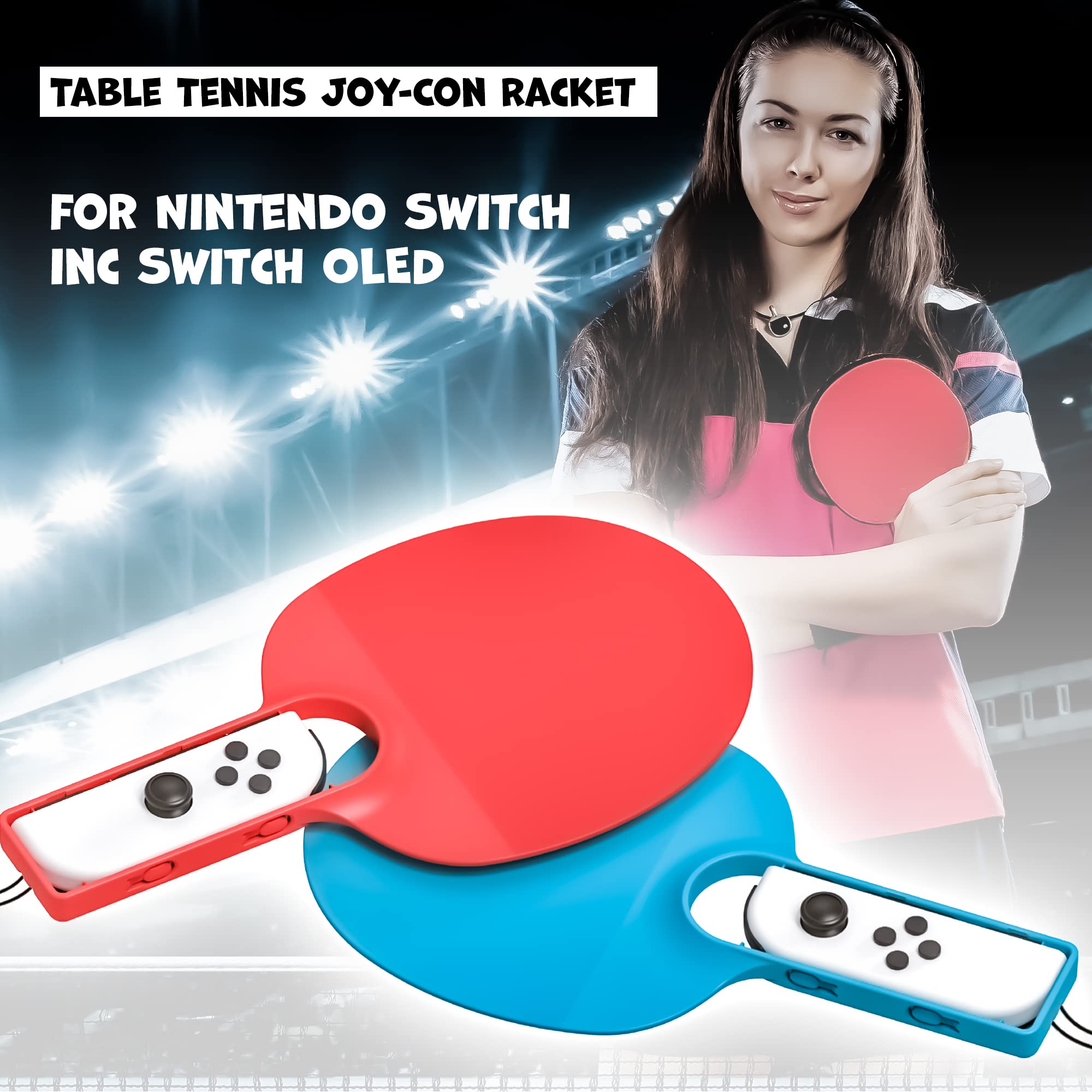 ADZ Table Tennis Racket for Nintendo Switch Mario Tennis Aces Switch Tennis Racket Grip Compatible with Nintendo Switch and Switch OLED Joy-Con Controllers