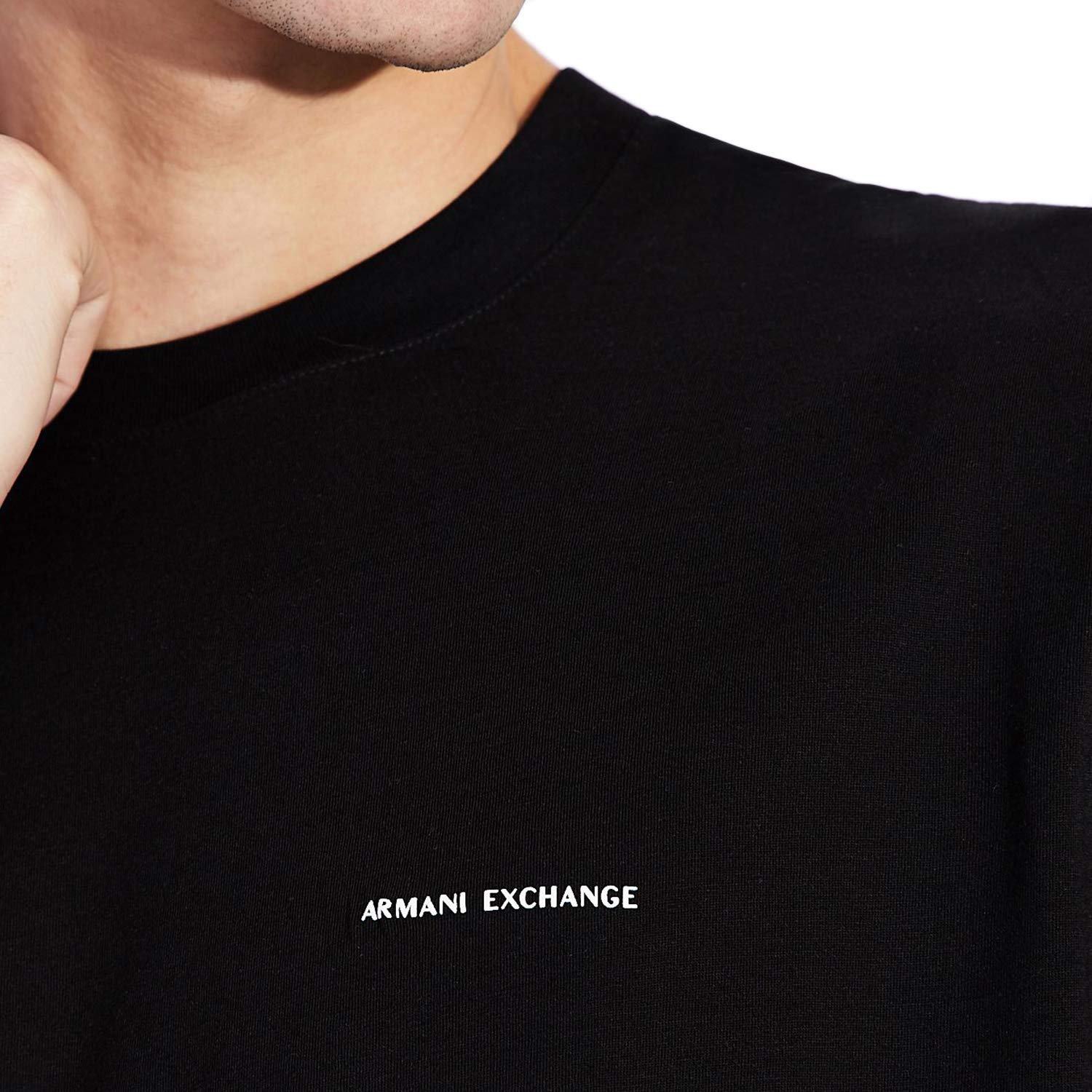 A|X ARMANI EXCHANGE mens Short Sleeve Crew Neck With Small Chest Logo T Shirt, Navy, Large US