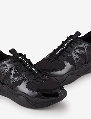 A|X ARMANI EXCHANGE Women's AX Logo Streetwear Sneaker, Black, 8.5