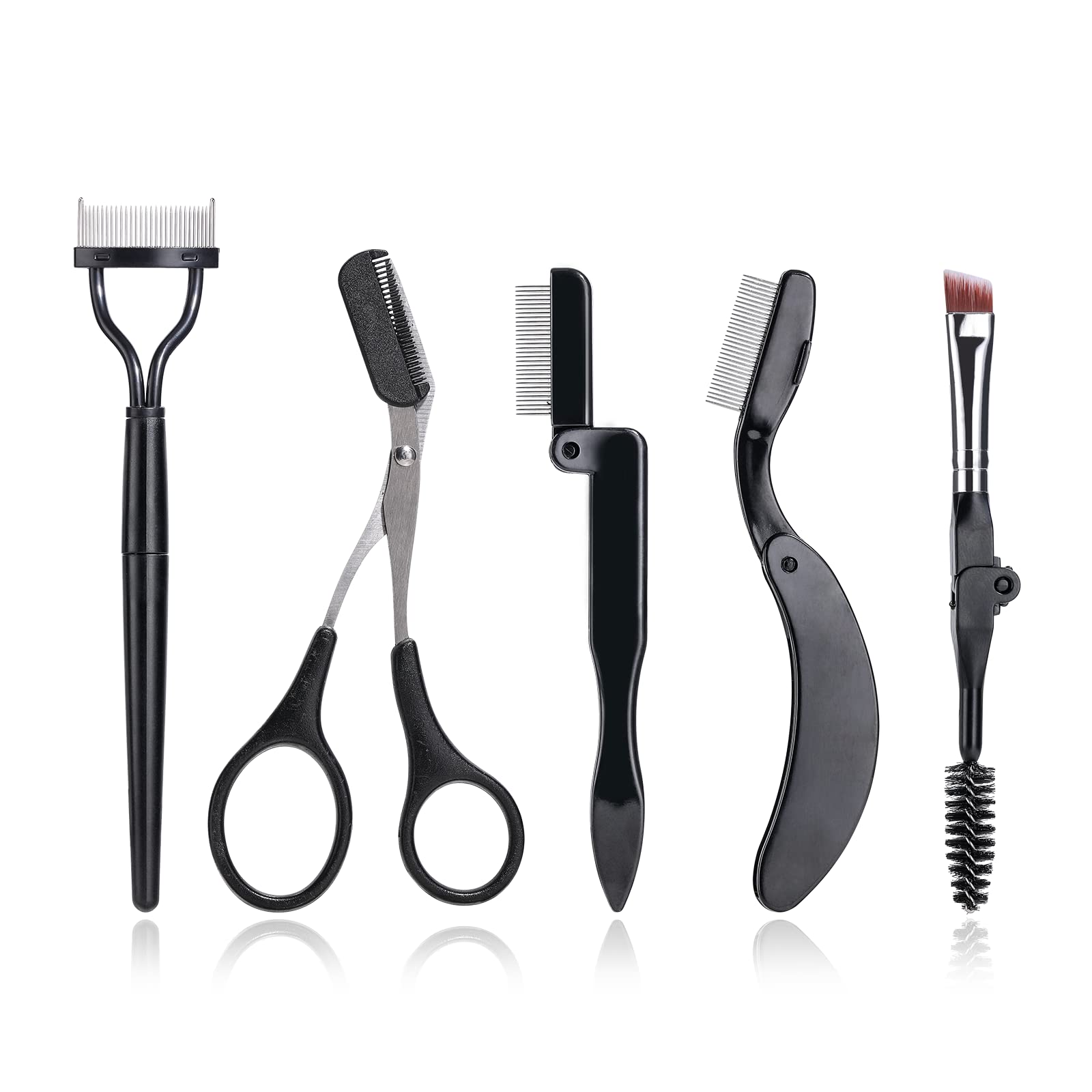 BS-MALL Eyelash Grooming Brush Foldable Eyelash Separator Mascara Eyebrow Scissors Applicator Eyebrow Comb Brush for Making Up Supplies(5 Pieces)