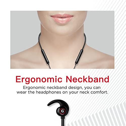Gigastone Bluetooth 5.0 Neckband Sweat-Proof Headset with 10H Music Playtime, 240H Standby Time, Wireless Earphone for Sports Office with IPX4 Waterproof.