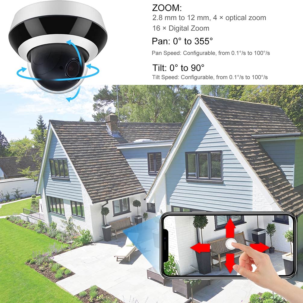 VIKVIZ 4MP PTZ IP Camera with 4X Optical Zoom 16X Digital Zoom,Ultra Low-Illumination,Audio Record,Speaker Port,66ft IR Night Vision,Built-in SD Slot,WDR Version OEM DS-2DE2A404IW-DE3