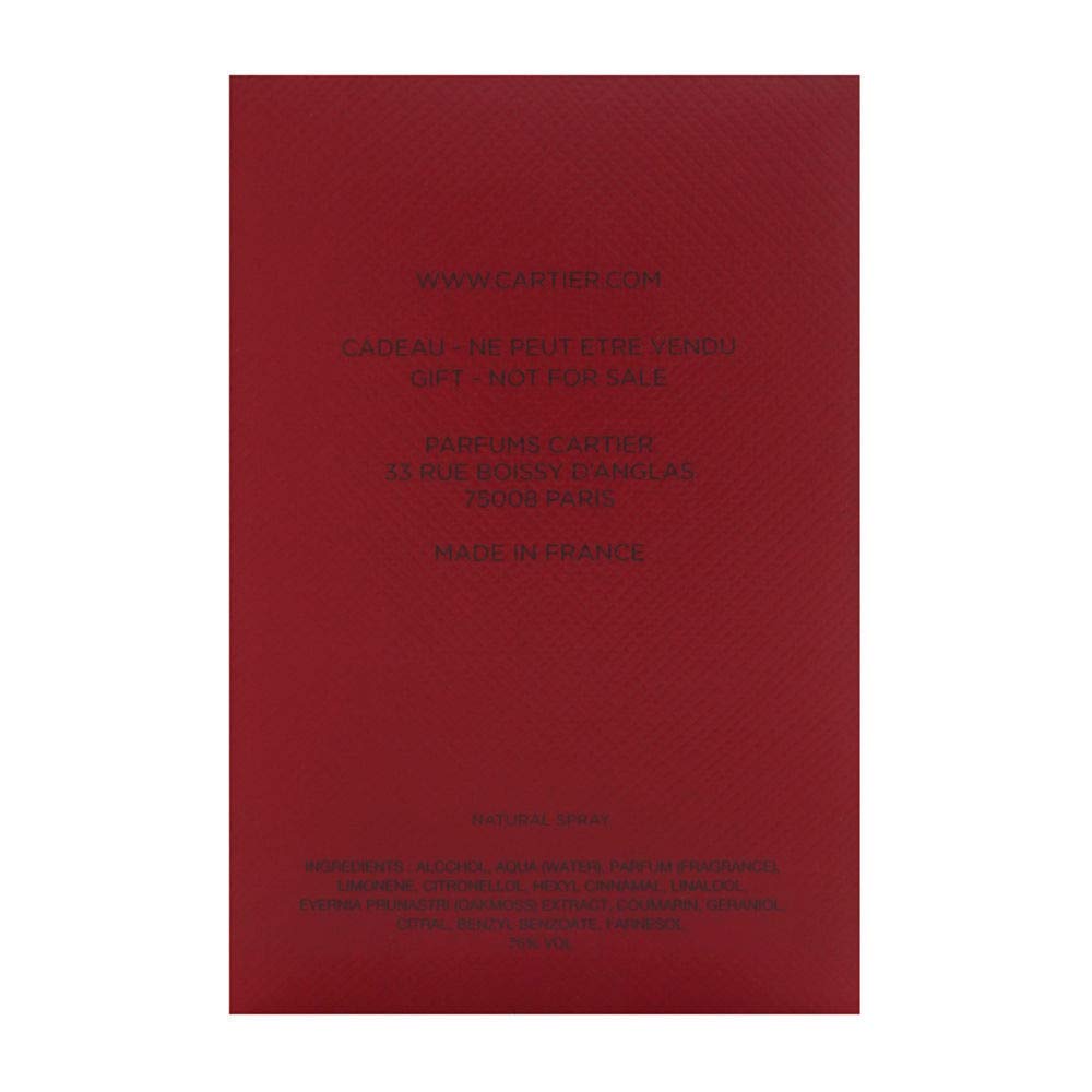 Cartier Eau De Toilette Spray For Men, 0.42 Ounce
