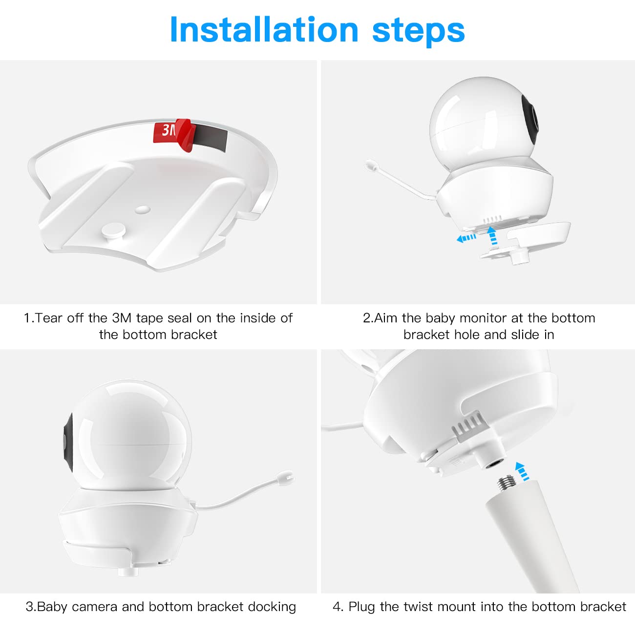 oioaahkeo Baby Monitor Mount for Babysense Video Baby Monitor V43 and HD S2 Camera (White,1Pack)