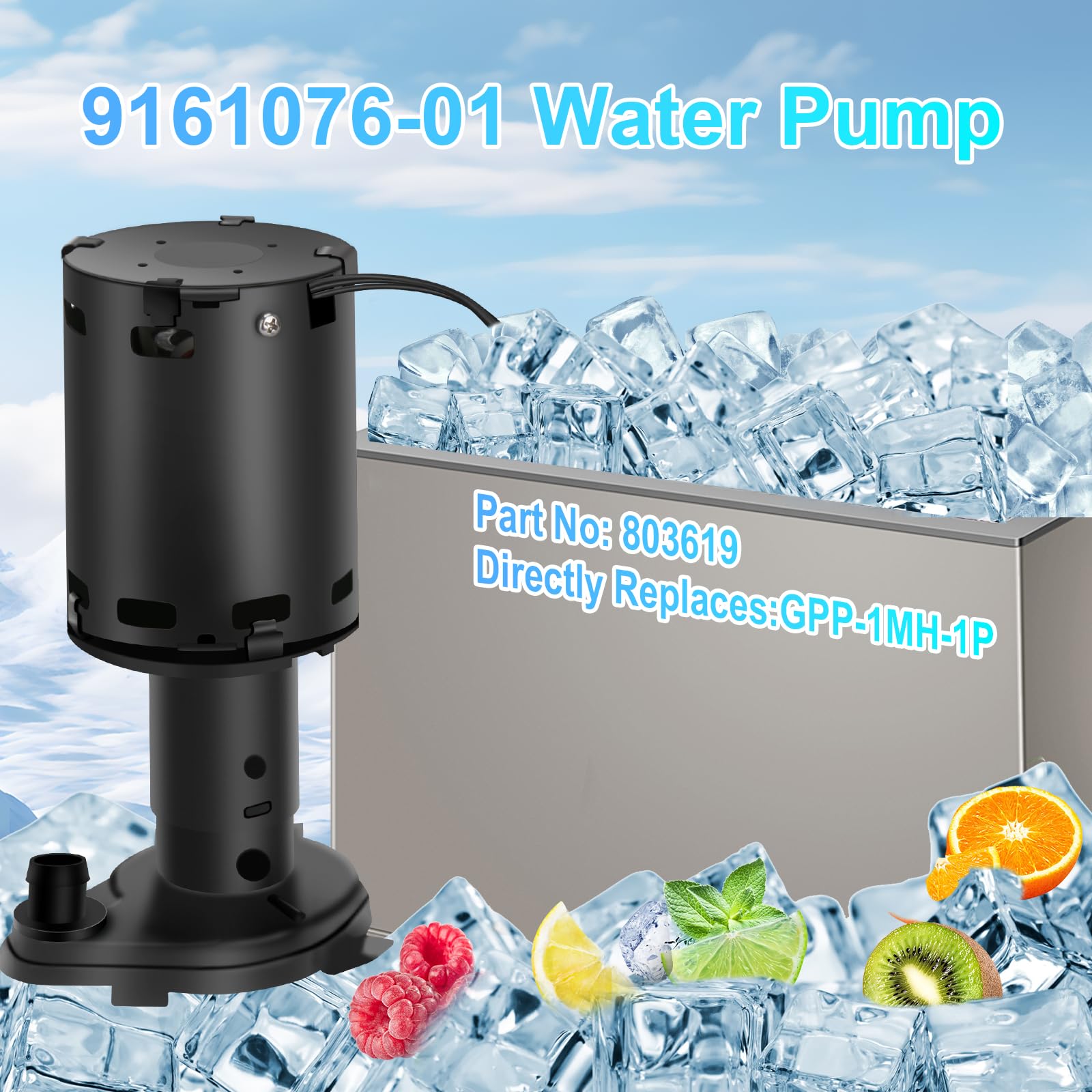 9161076-01 Water Pump 115 Volt 1550RPM ice machine Pump,Replacement ice maker water pump for GPP-1MH-1P and 803338. Compatible with ICE-O-Matic Models C20, C30, C40, EC300, ICE0250 and more