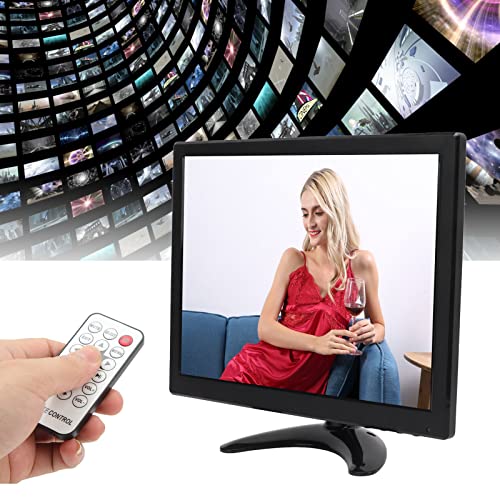 Akozon 12.1in TFT LED, 12.1in TFT LED Monitor with VGA HD Multimedia AV BNC USB DC Input Port Portable HD Color Screen Display with Speaker Remote Control 100‑240V(US Plug)