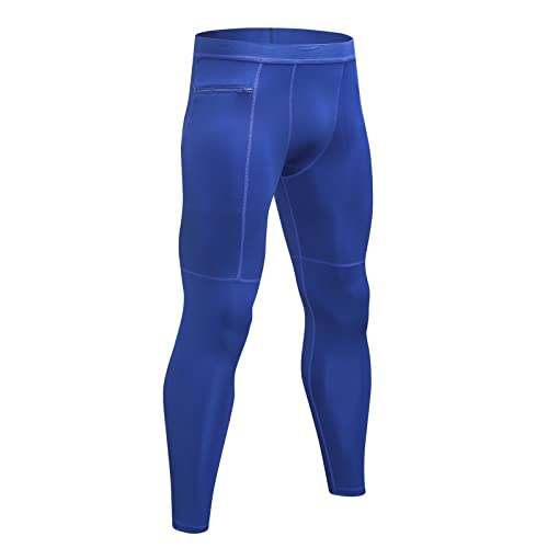 ABTIOYLLZ Men's Athletic Leggings Compression Pants with Zip Pockets Cool Dry Running Workout Gym Baselayer Tights