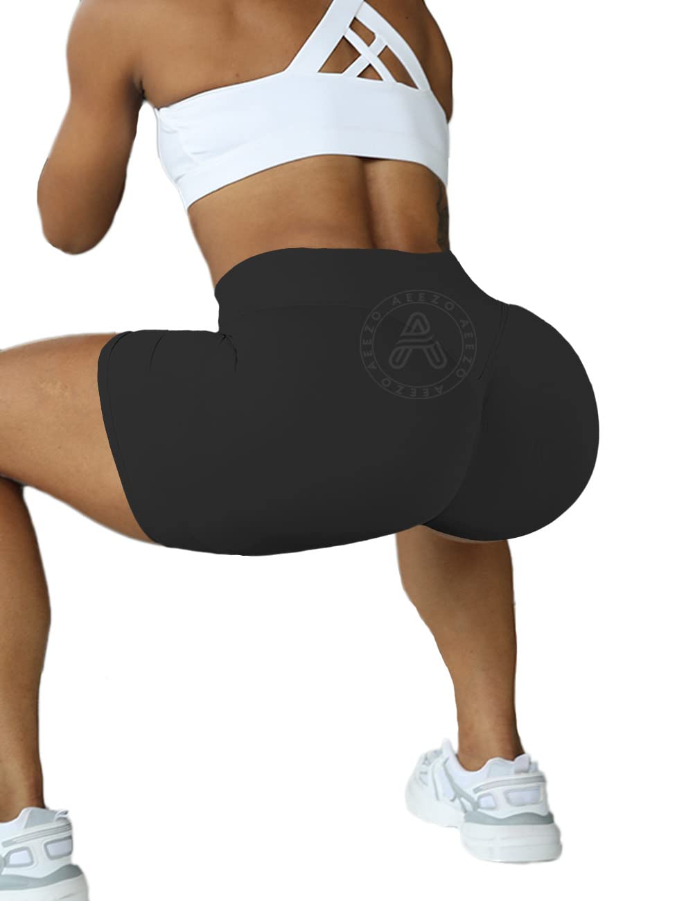 AEEZO Women's Booty Shorts High Waist Seamless Scrunch Ombre Active Shorts Butt Lifting Workout Yoga Pants