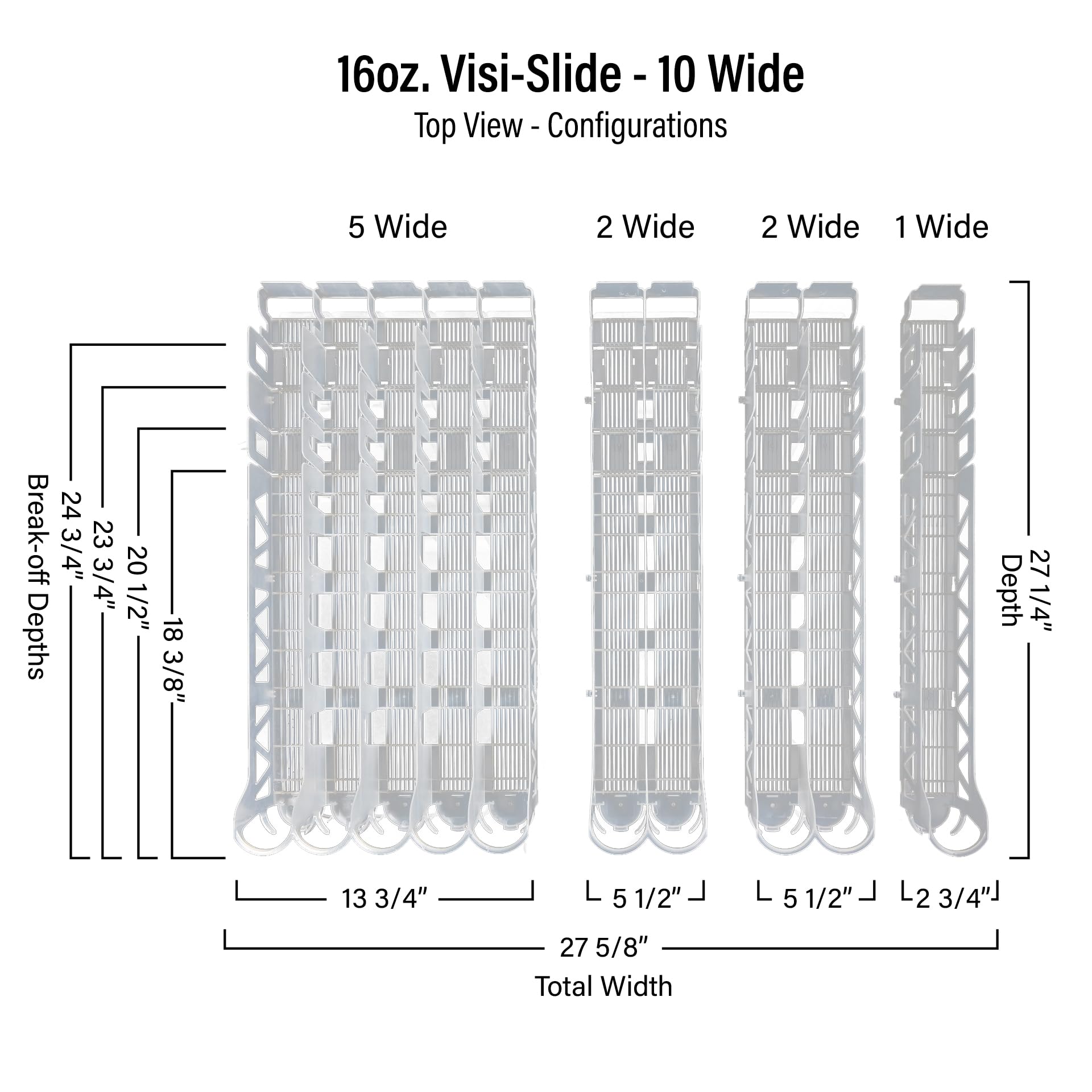 Visi-Slide 14/16oz Soda Beverage Dispenser - Gravity Fed Glide for Angled Shelves for Coolers, Commercial Refrigerators, Cold Vaults (Pack of 2)Drink Dispenser and Organizer for Cans, Bottles and More