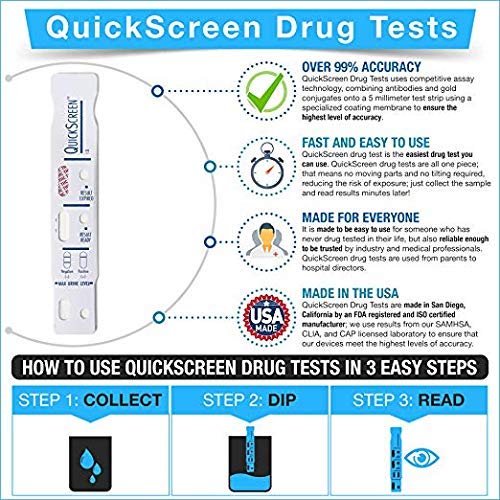Phamatech Quickscreen MET 500 ng/mL Urine Dip Card Drug Testing - Pack of 25